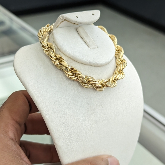 Unbrand | Accessories | Kt Real Gold Rope Bracelet 9mm 8 Inches | Poshmark
